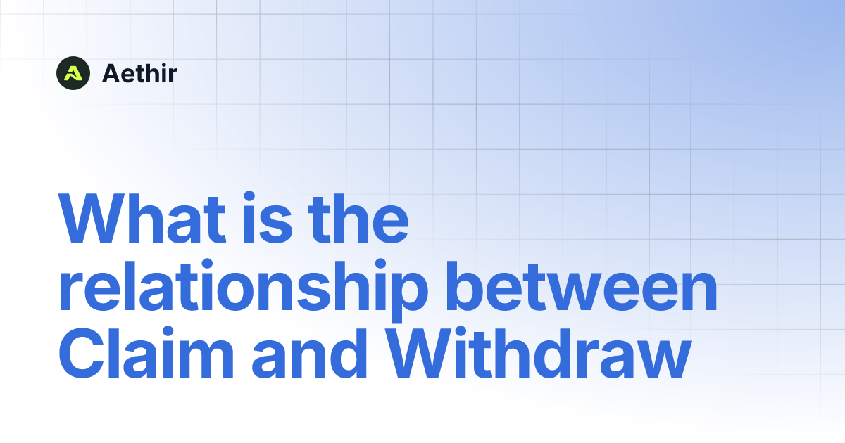 What is the relationship between Claim and Withdraw | Aethir